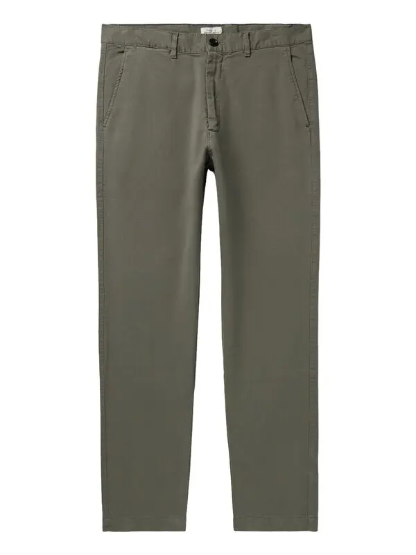 Hartford Tyron Slim-fit Straight-leg Cotton-blend Trousers - Gray