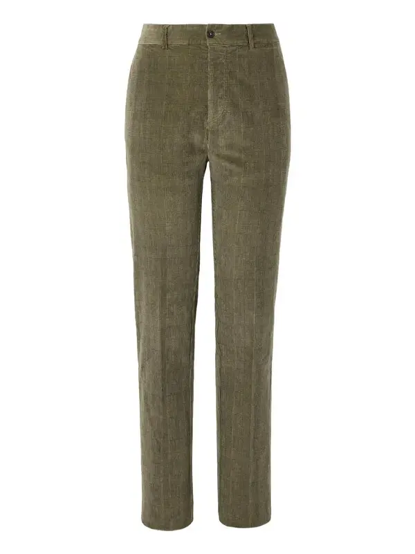 Massimo Alba Mauko Straight-leg Cotton-blend Corduroy Trousers Prince Of Wales Check - Green