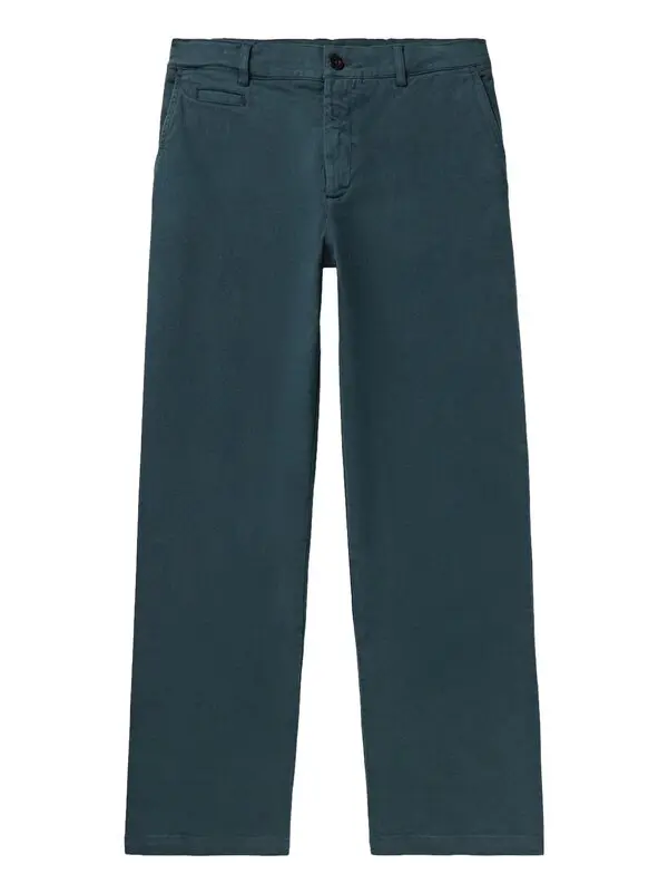 Portuguese Flannel Labura Straight-leg Organic Cotton-blend Twill Trousers - Blue