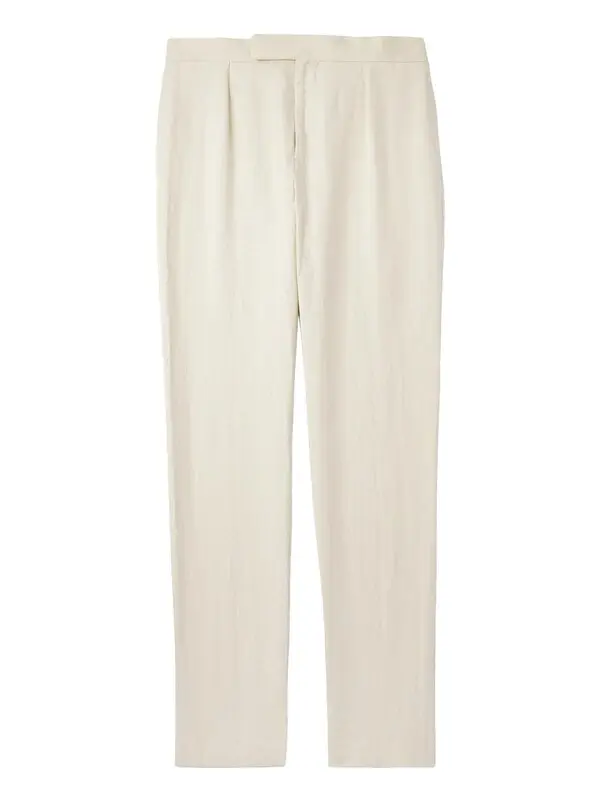 Ralph Lauren Davis Straight-leg Silk And Linen-blend Trousers - Neutrals