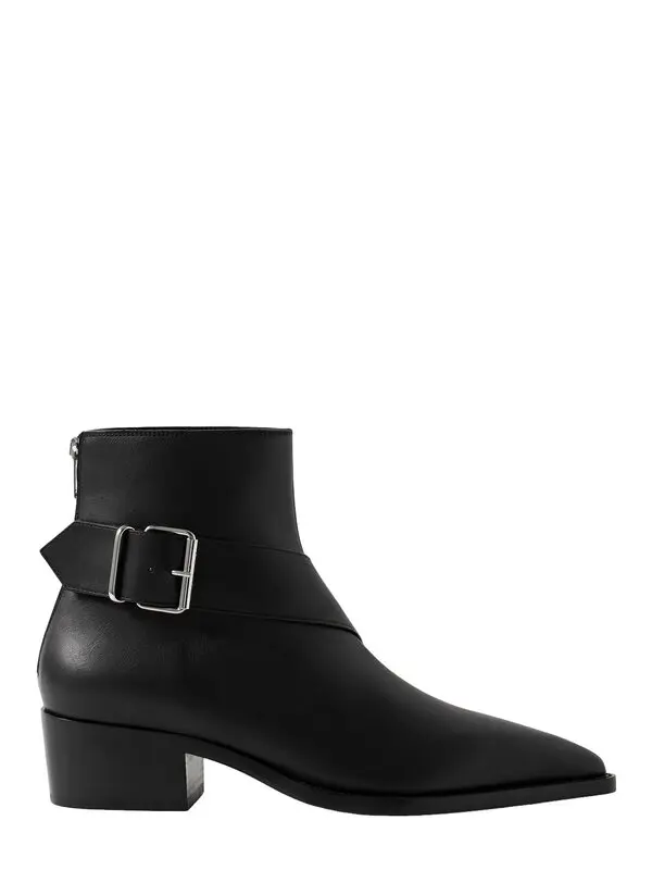 Alexander McQueen Buckled Leather Ankle Boots - Black