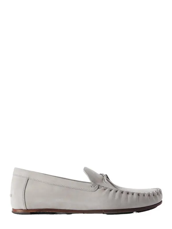 Manolo Blahnik Gargano Tasselled Nubuck Driving Shoes - Gray