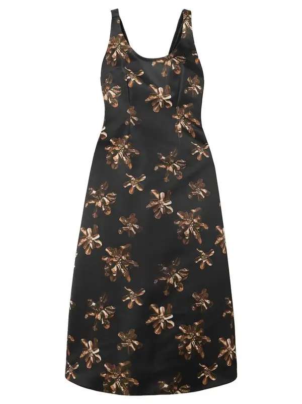 EMILIA WICKSTEAD Tippi Floral-print Satin Midi Dress - Black