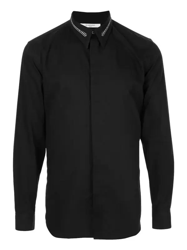 Givenchy Logo Collar Slim-fit Shirt - Black