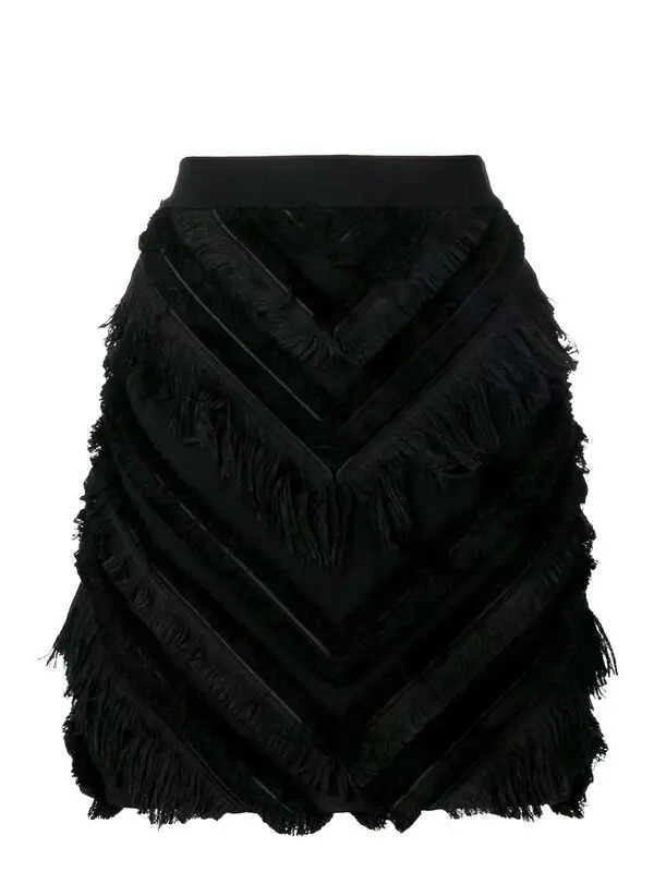 Balmain Fringed Mini Skirt - Black