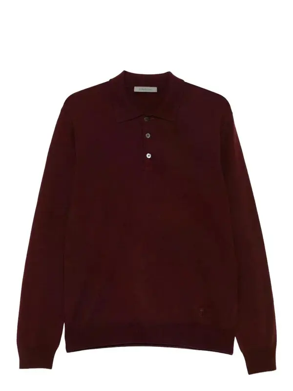 Corneliani Polo-neck Long-sleeve Polo Shirt - Red