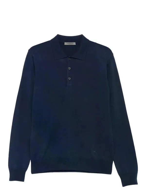 Corneliani Ribbed Long-sleeve Polo Shirt - Blue