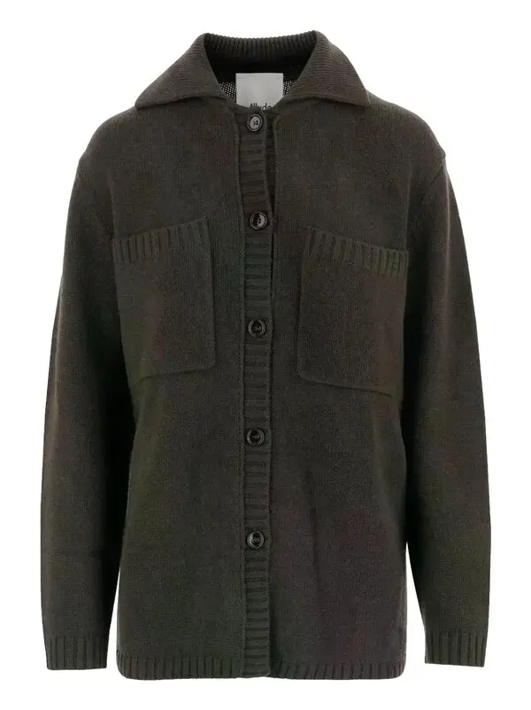 ALLUDE Buttoned Patch-pocket Cardigan - Brown