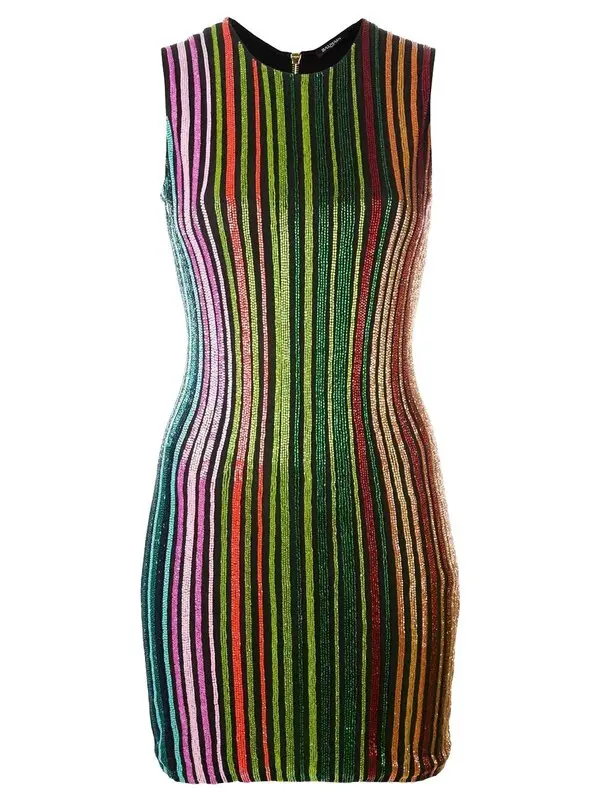 Balmain Striped Sequin Mini Dress - Multicolour