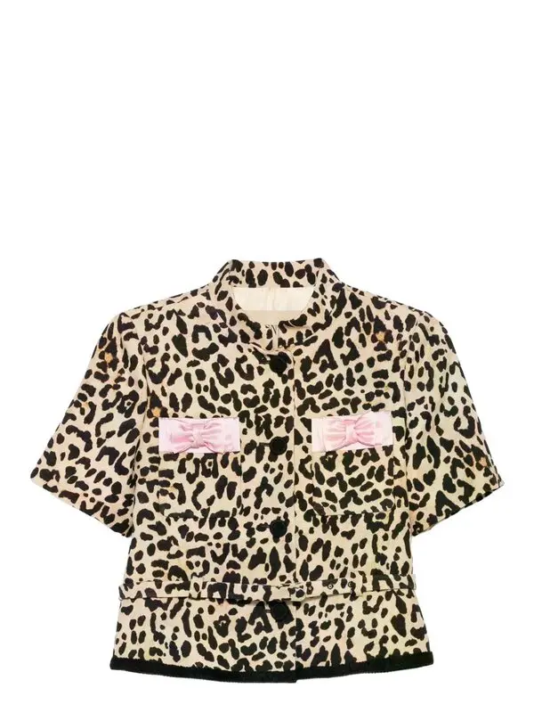 Valentino Garavani Animalier Bow-detail Cropped Jacket - Brown
