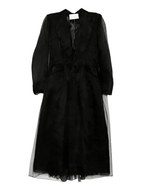 QUETSCHE Printed Semi-sheer Coat - Black