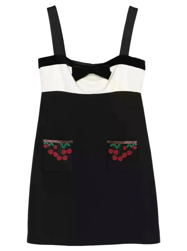 Valentino Garavani Cherry-pocket Bow Mini Dress - Black