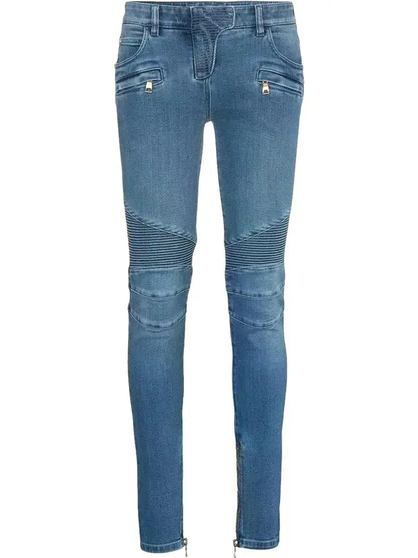 Balmain Moto Skinny Jeans - Blue