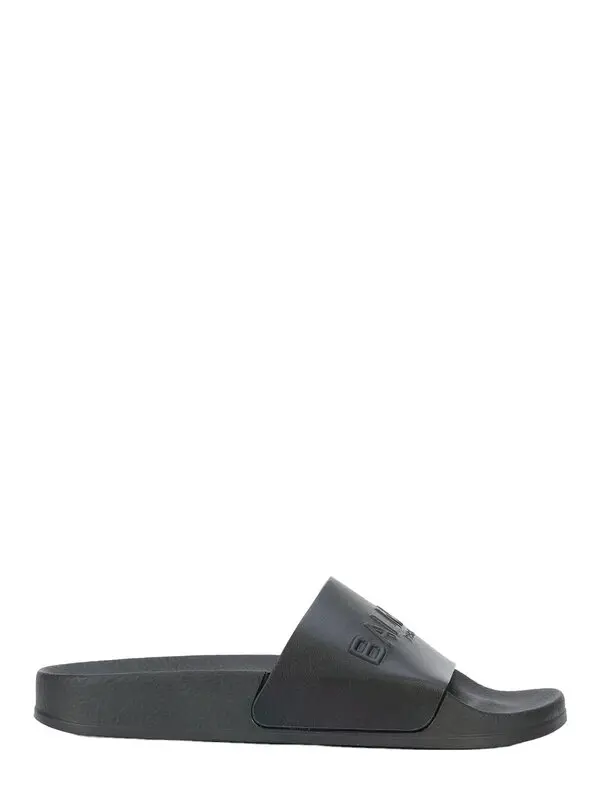 Balmain Embossed Logo Slides - Black