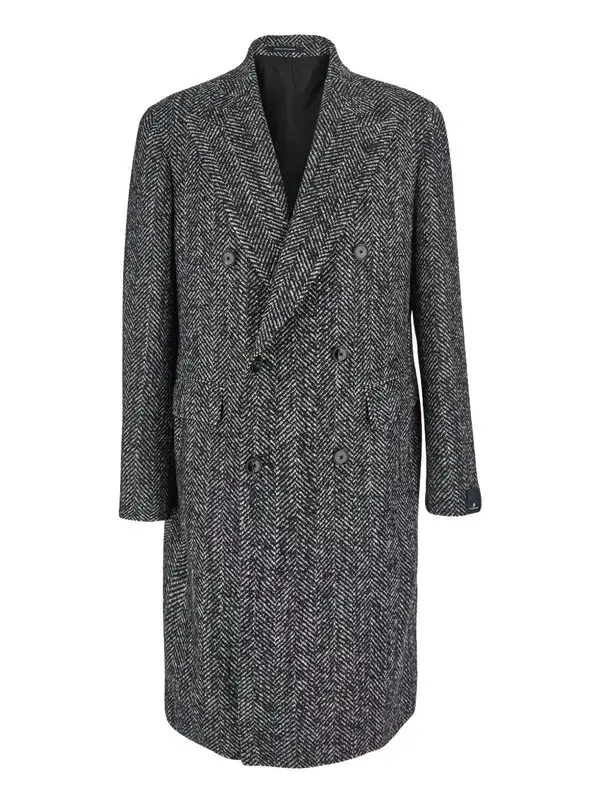 Tagliatore Herringbone Double-breasted Coat - Grey