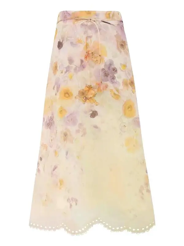 Zimmermann Memento Embroidered Midi Skirt - Neutrals