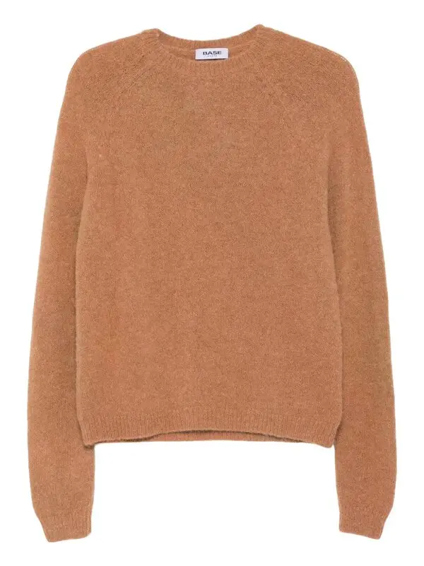 BASE Round-neck Raglan-sleeve Sweater - Brown