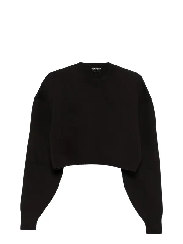 TOM FORD Round-neck Cropped Sweater - Brown