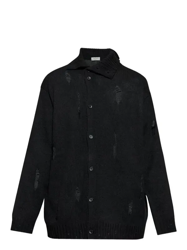 Yohji Yamamoto Distressed Buttoned Cardigan - Black