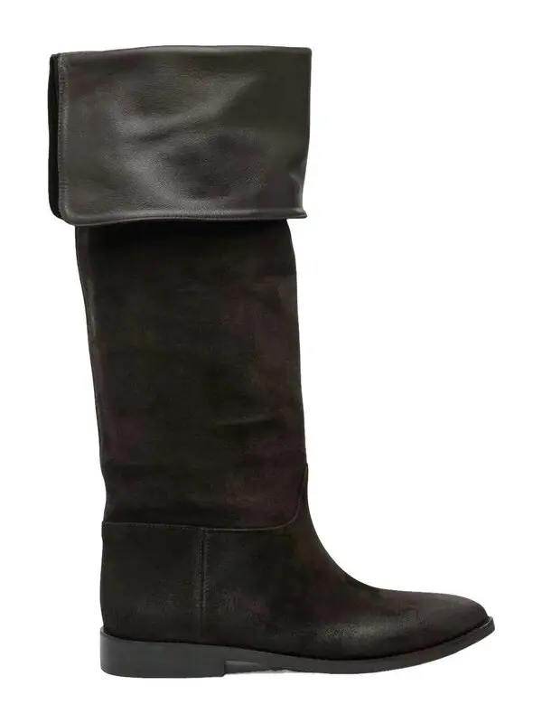 STRATEGIA SHOES Leather-cuffs Suede Boots - Brown