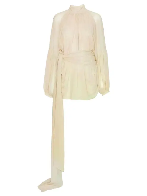 Remain Birger Christensen Chiffon Mini Dress With Tie - Neutrals