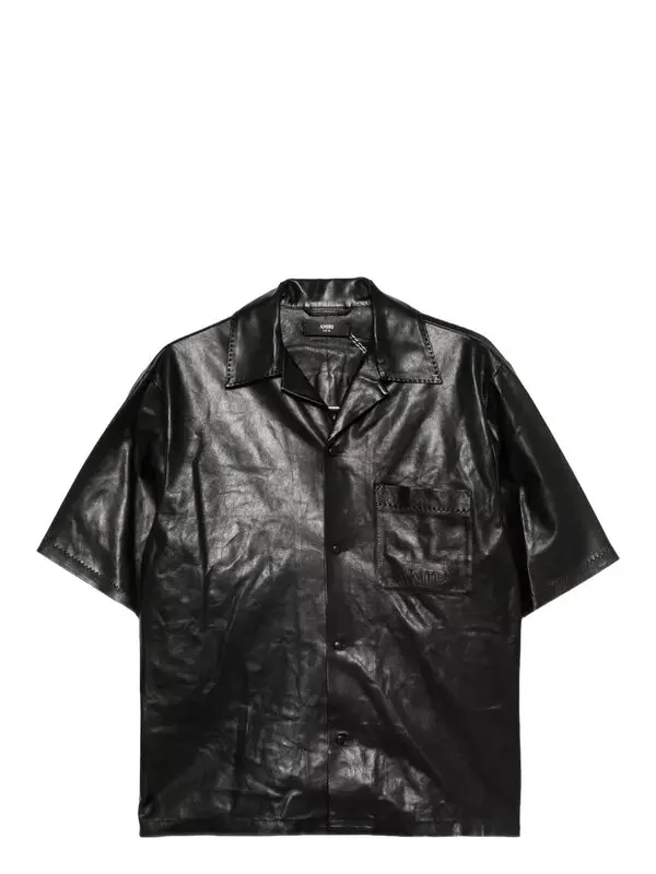 Amiri Leather Camp-collar Shirt - Black