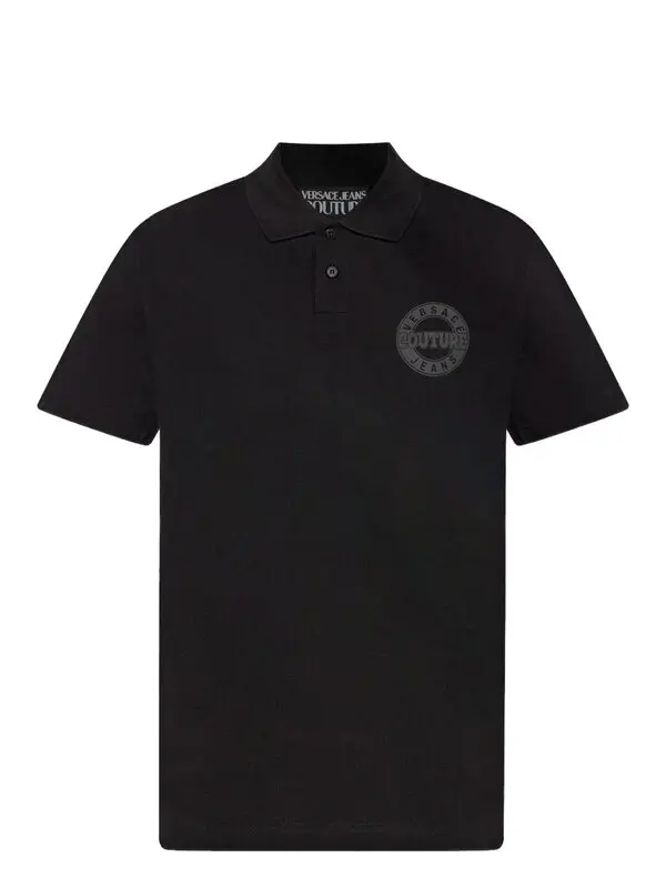 Versace Logo Cotton Polo Shirt - Black