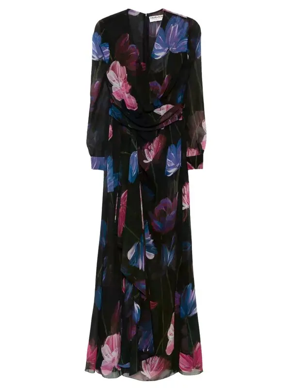 Chiara Boni La Petite Robe Floral-print Ruffled Maxi Dress - Black