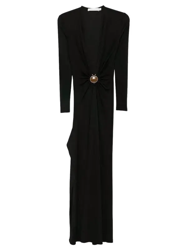 Christopher Esber Stone-embellished Long-sleeve Dress - Black
