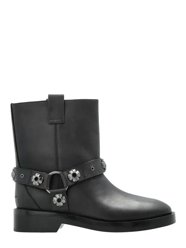Kate Spade New York Flower-embellished Biker Boots - Black