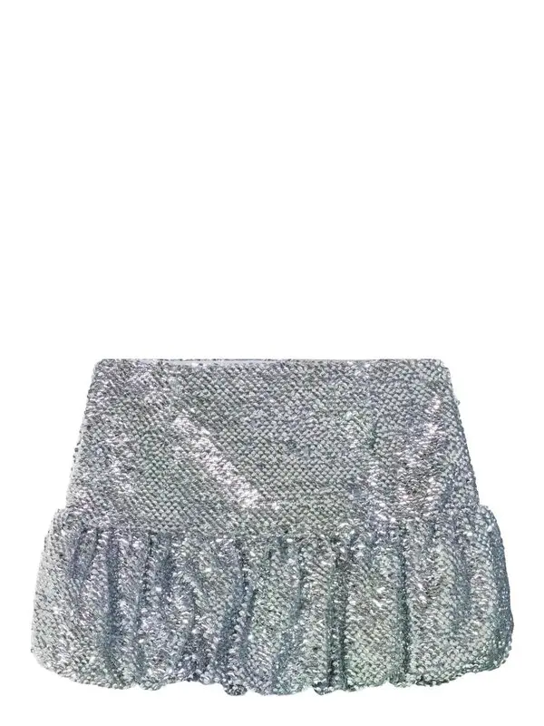 16Arlington Sequinned Bubble-hem Mini Skirt - Silver