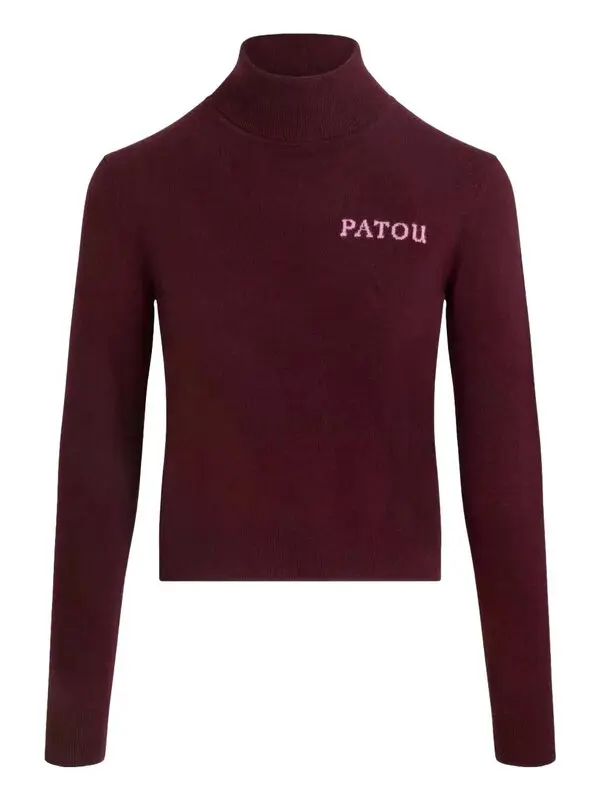 Patou Intarsia Turtleneck Jumper - Red
