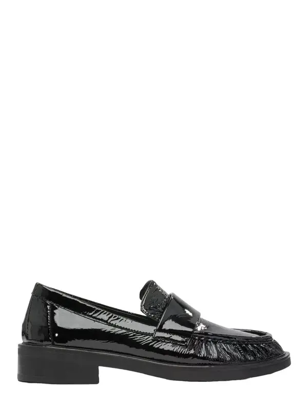 STRATEGIA SHOES Leather Ruffle-detail Loafers - Black