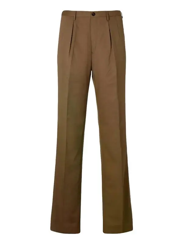 SLOWEAR Pleated Cotton-blend Trousers - Brown