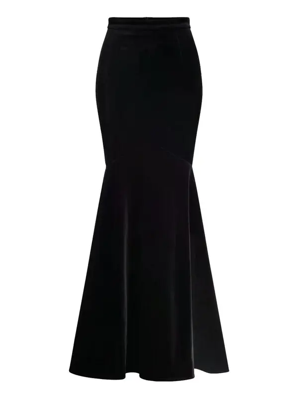 PATOU Peplum Velvet Midi Skirt - Black