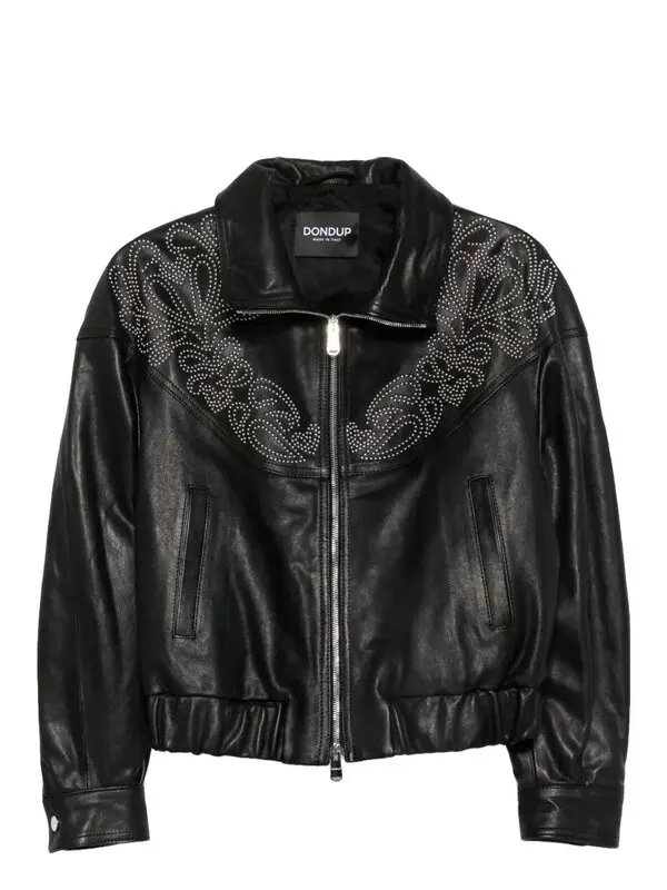 DONDUP Embellished Leather Jacket - Black