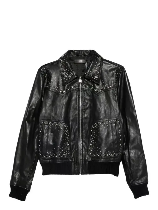 Amiri Crystal-embellished Leather Jacket - Black