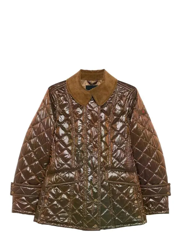 Peuterey Quilted Jacket With Corduroy Collar - Brown