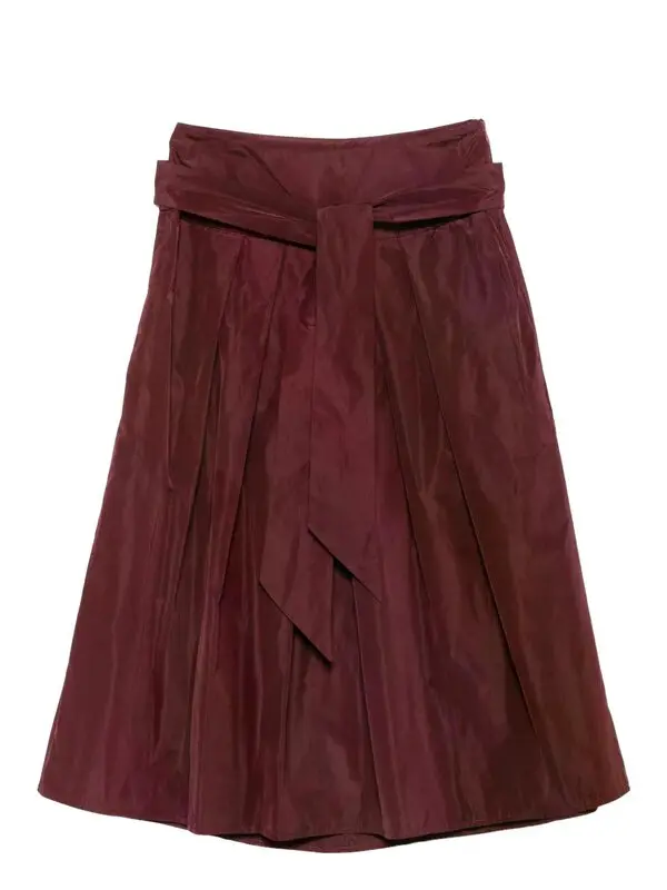 NIU Camelia Pleated Midi Skirt With Belt - Red