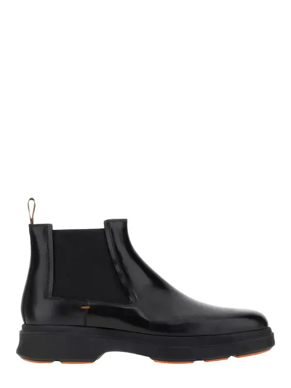 Santoni Elastic-panel Leather Boots - Black