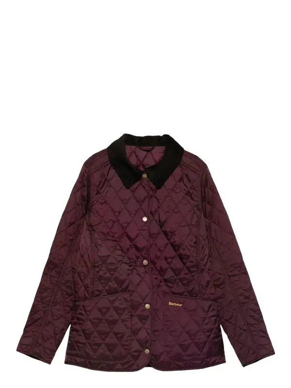 Barbour Quilted Jacket With Corduroy Collar - Red