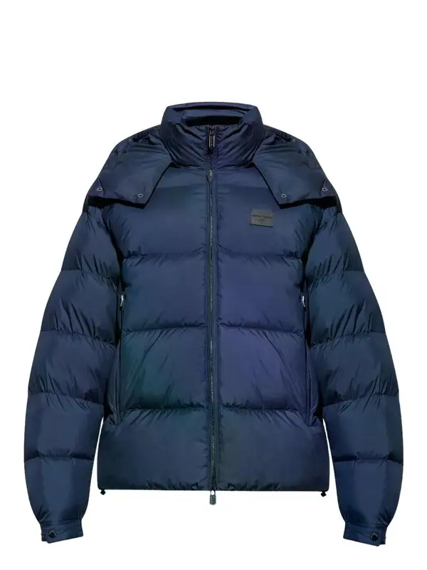 Emporio Armani Quilted Padded Jacket With Attached Hood - Blue