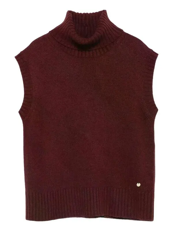 NIU Sleeveless Turtleneck Knit Top - Red