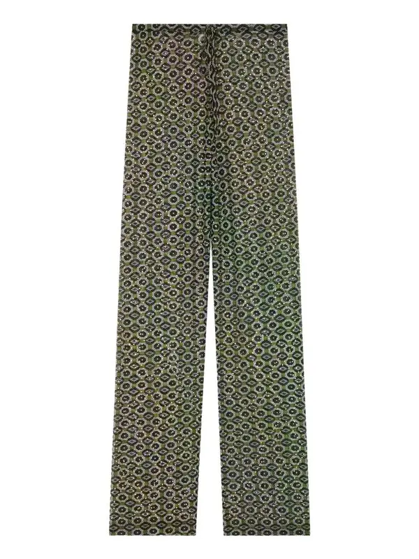 Dries Van Noten Geometric-pattern Trousers - Green