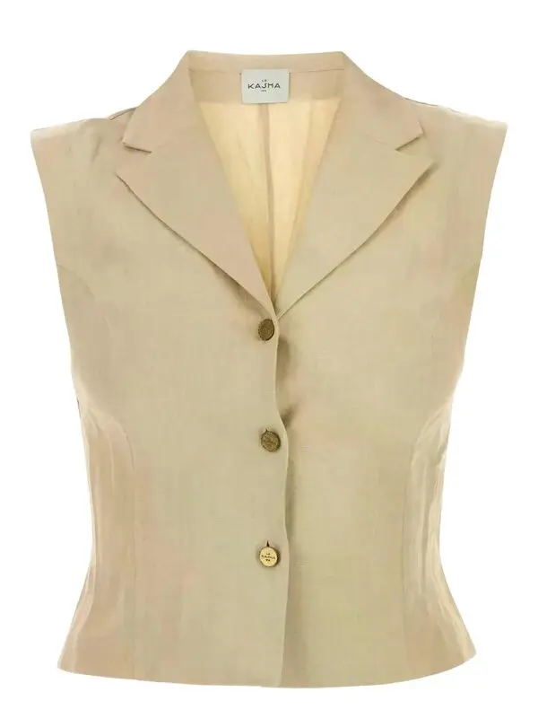Le Kasha Linen Buttoned Waistcoat - Neutrals