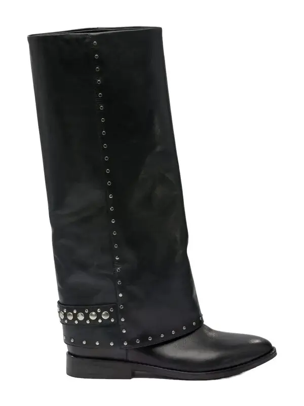 STRATEGIA SHOES Stud-embellished Leather Boots - Black