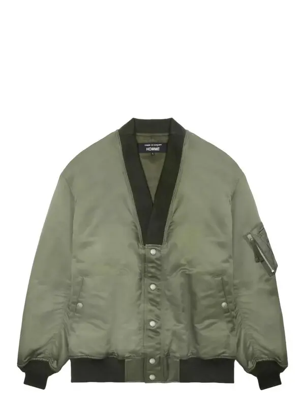 Comme Des Garçons V-neck Bomber Jacket - Green