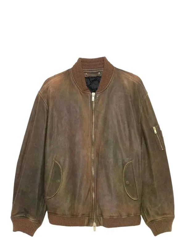 GOLDEN GOOSE Zip-fastening Leather Jacket - Neutrals