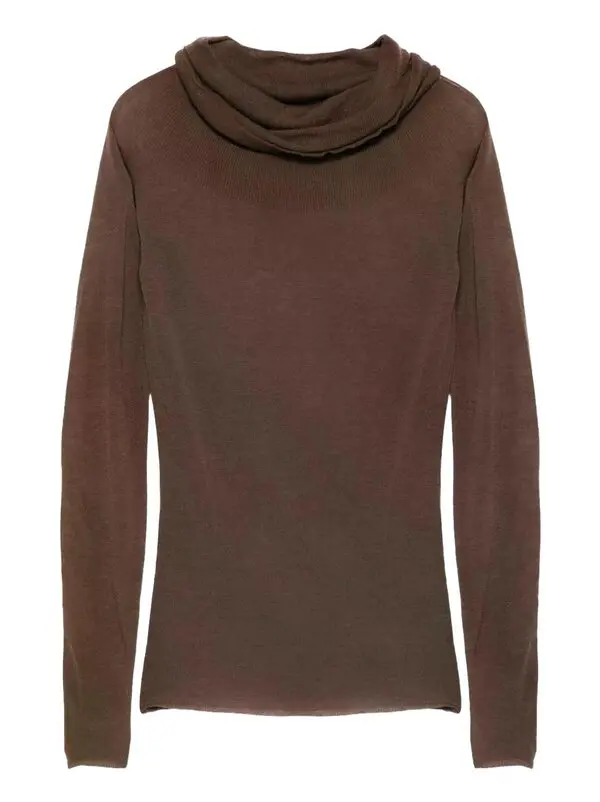 ALYSI Cowl-neck Long Sleeve Sweater - Brown