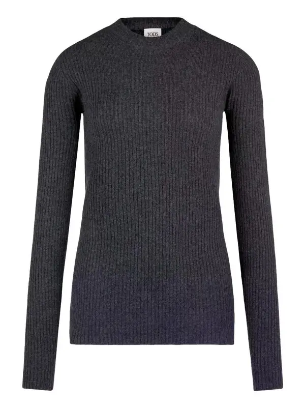 TOD'S Ribbed Round-neck Sweater - Grey